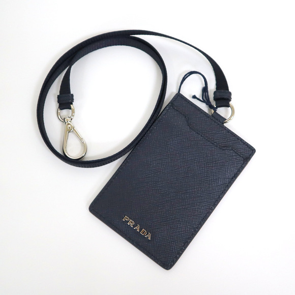 Prada | Bags | Prada Neck Holder Pass Case Saffiano Blue | Poshmark